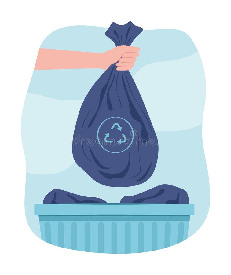 Hand Holding Garbage Bag for Litter into Trash Can for Waste Sorting ...