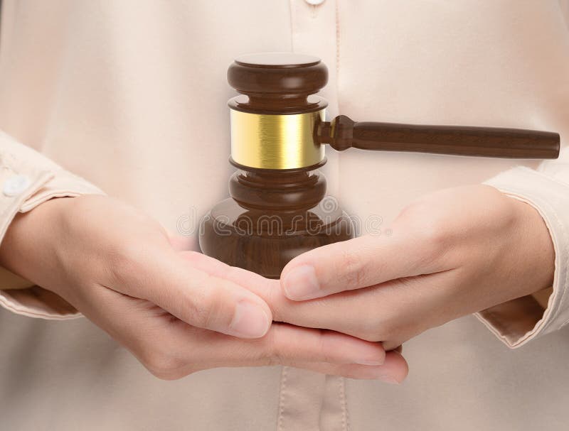 Hand holding gavel judge stock illustration. Illustration of judge ...