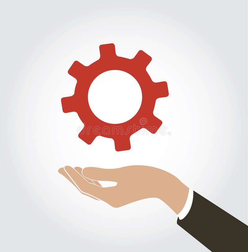 Hand Holding Gear Icon Vector Stock Vector - Illustration of circle ...
