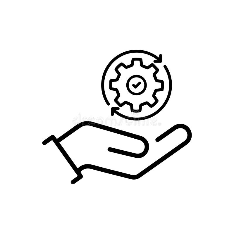 Hand Holding Gear Like Optimize System Icon. Linear Trend Modern Simple ...