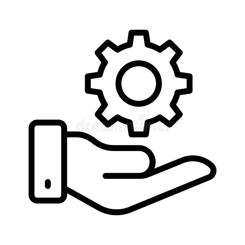 Hand Holding a Gear, Symbolizing Technical Assistance Stock Vector ...