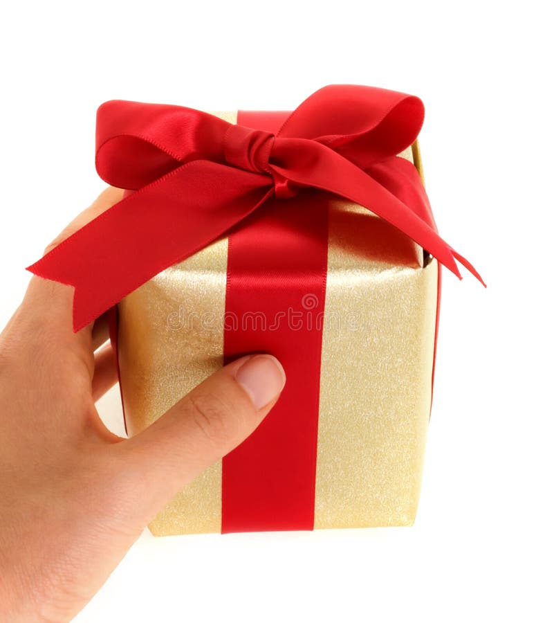 Woman Hand Holding a Gift Box Stock Image - Image of girl, blue: 9254745