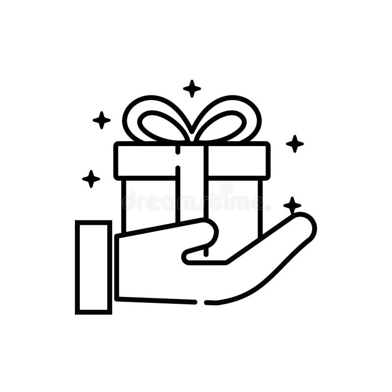 Hand Holding Gift Box Vector Illustration with Simple Line Design Stock ...
