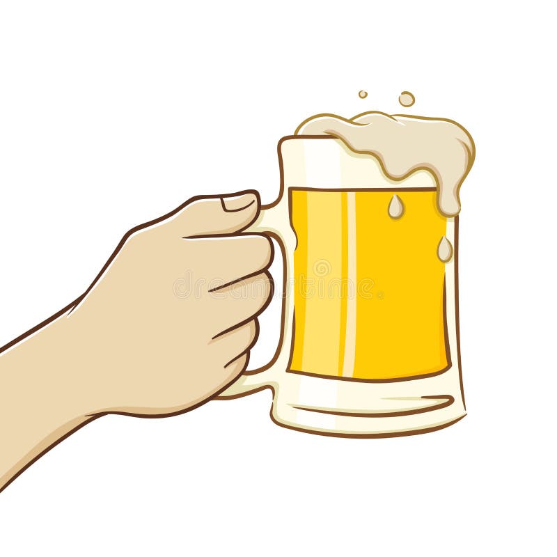 Hand Holding a Glass of Beer Stock Vector - Illustration of cartoon ...