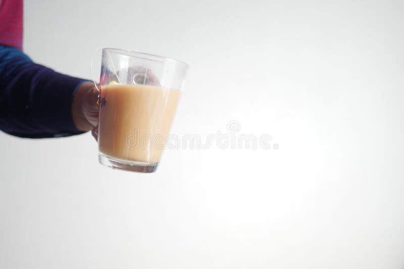 Hand Holding a Glass of Milk Tea Stock Image - Image of beverage ...