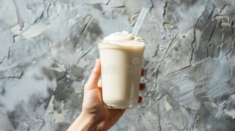 A Hand Holding a Glass of Milkshake Stock Photo - Image of food, hand ...