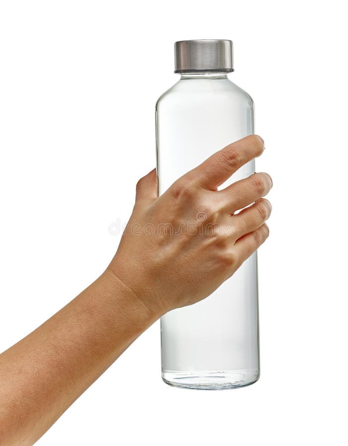 Hand Holding Glass Water Bottle on White Background Stock Image - Image ... Hand Holding Glass Water Bottle on White Background Stock Image - Image ...