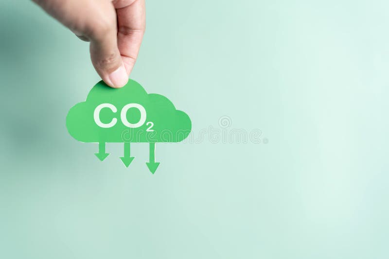 Hand Holding Global Earth Decrease CO2 or Carbon Dioxide Emission ...
