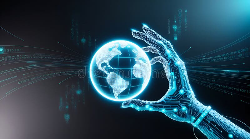 Digital Hand Holding Digital Glowing Globe, Global Network & Virtual ...