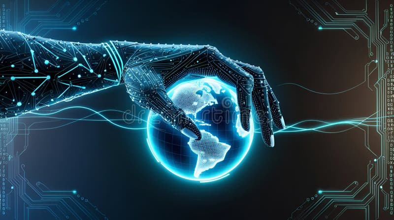 Digital Hand Holding Digital Glowing Globe, Global Network & Virtual ...
