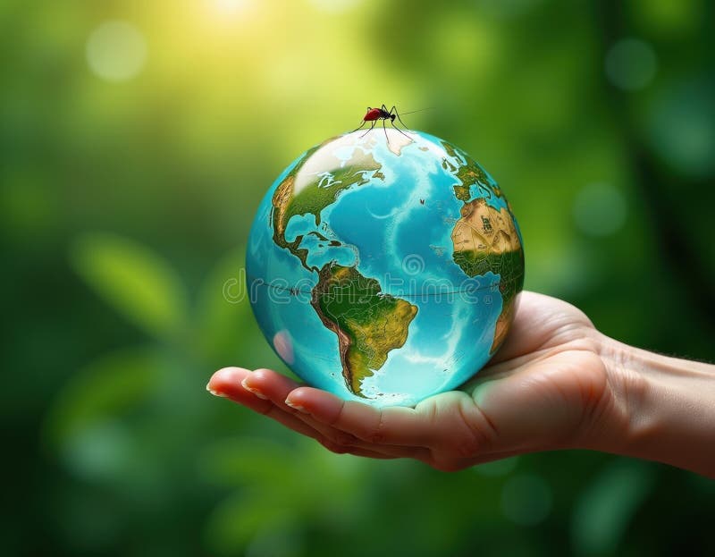 Hand Holding Globe with Insect - Environmental Conservation Concept ...