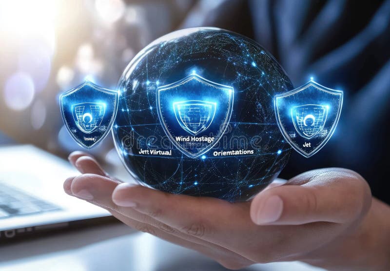 Global AI Security Shield stock illustration. Illustration of mobile ...