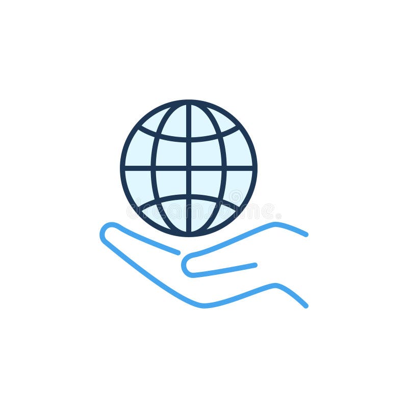 Hand Holding Globe Vector Concept Colored Icon or Sign Stock ...