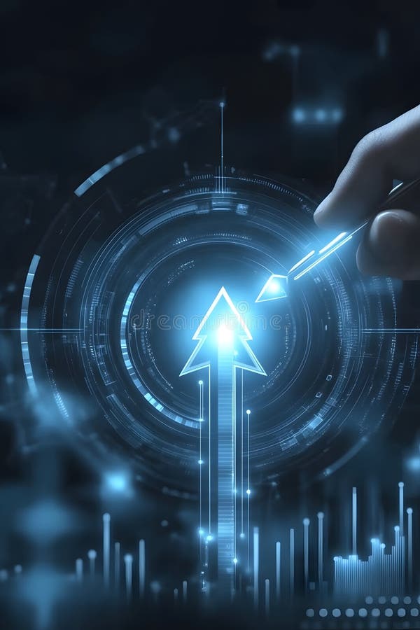 Hand Holding Glowing Arrow with Futuristic Digital Connections Concept ...