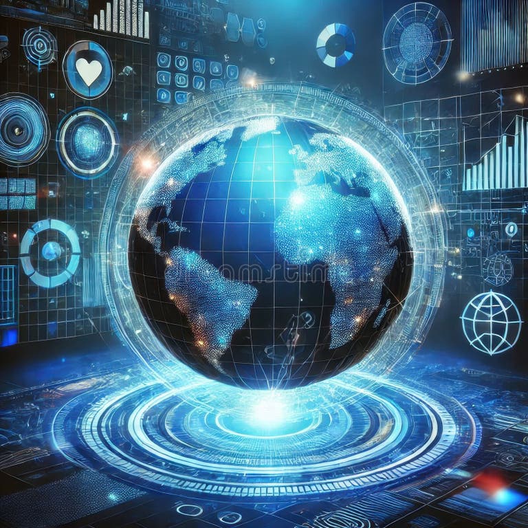 Machine Learning and IoT Representation: Glowing Cybernetic Globe with ...