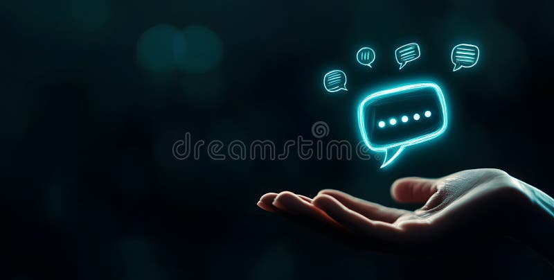 Hand Holding Glowing Digital Chat Bubbles, Communication AI Chatbot ...