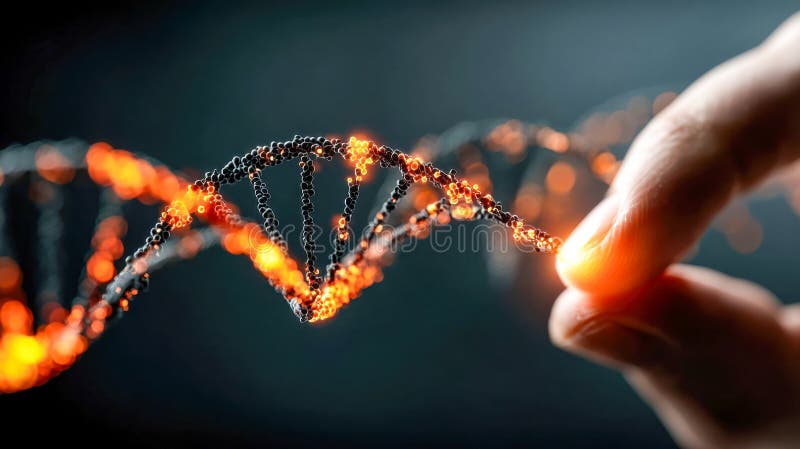 Hand Holding Glowing Dna Strand Symbolizing Biotechnology Genetic ...