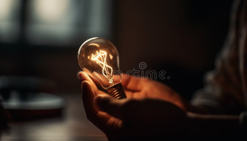 Hand Holding Glowing Electric Lamp Igniting Ideas for Innovation ...