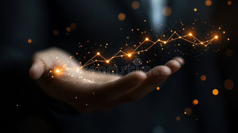 Hand Holding Glowing Graph Line Symbolizing Business Growth Stock ...