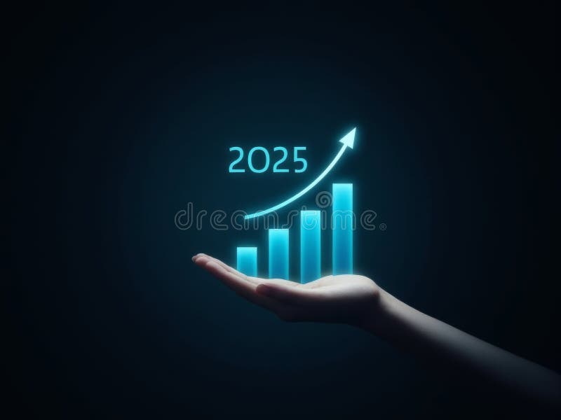 A Hand Holding a Glowing Graph Projection Representing Growth Trends ...