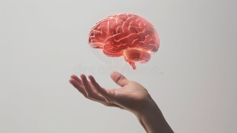 The Human Brain in Hand.AI Generated Image Stock Image - Image of ...