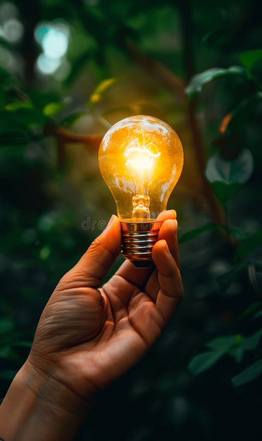 Hand Holding Glowing Light Bulb, Concept for New Ideas, Innovation and ...