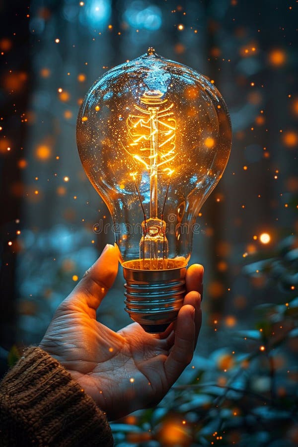 Hand Holding a Glowing Light Bulb Stock Photo - Image of mindedness ...
