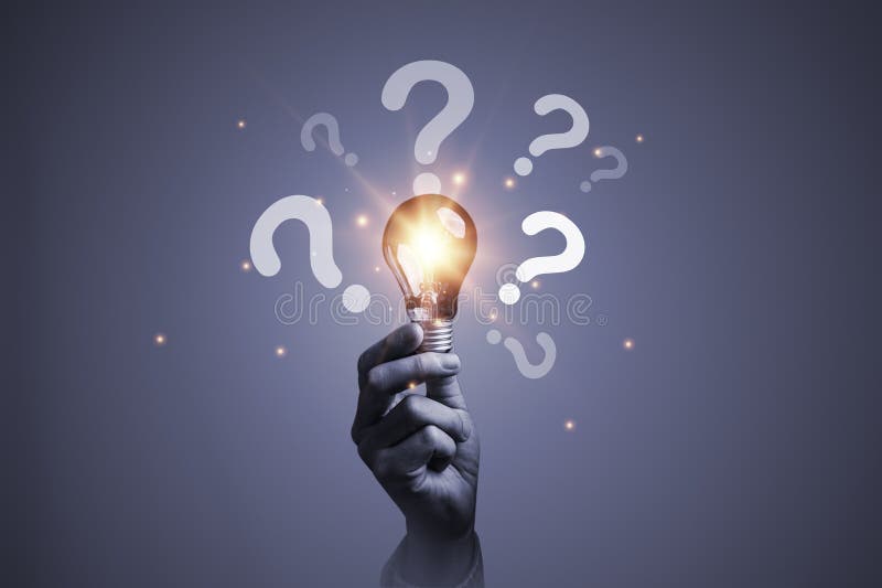 Hand Holding Glowing Lightbulb with Question Mark for Creative ...