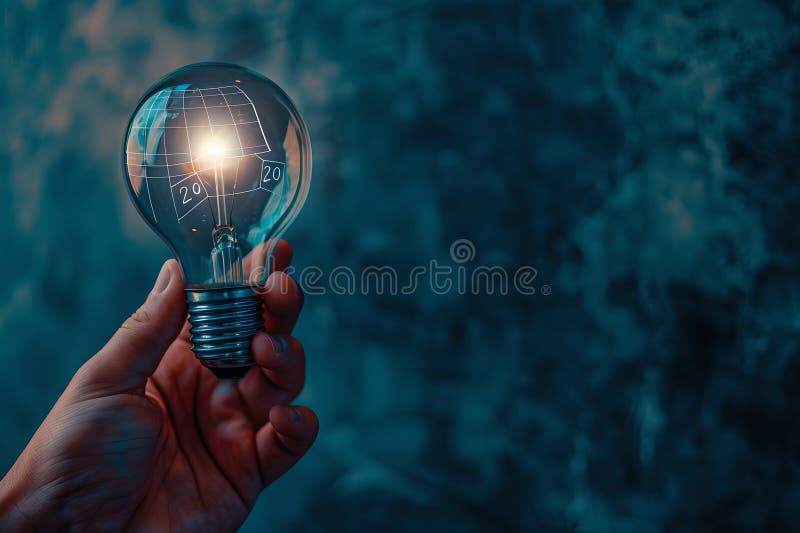 Hand Holding a Glowing Lightbulb with Tech Design Inside the Bulb ...