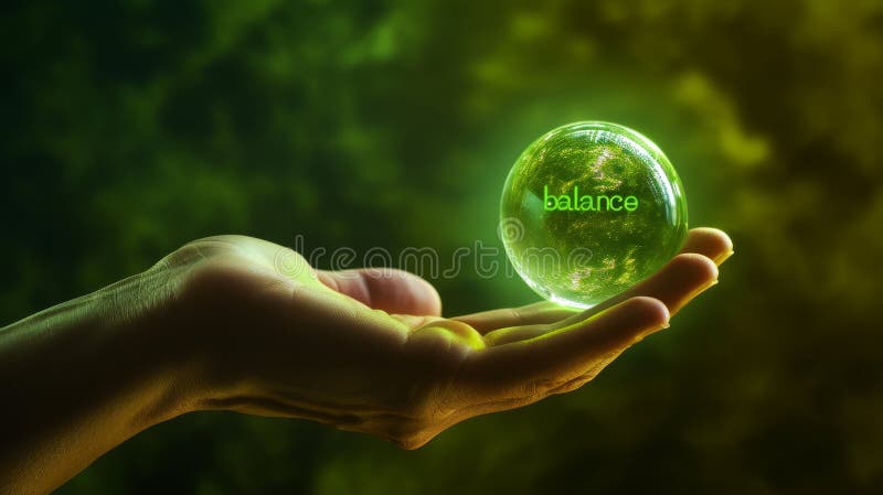 Hand Holding Glowing Orb with Stock Photo - Image of harmony, green ...