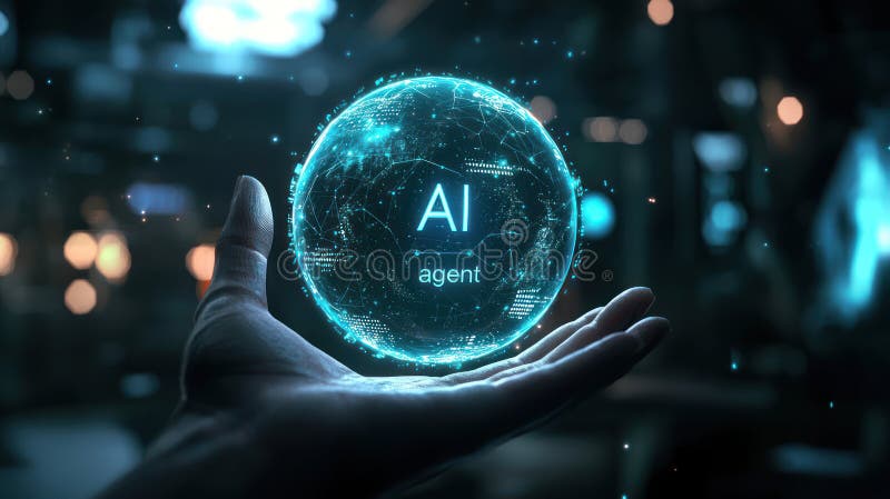 Hand Holding Glowing Sphere Labeled AI Agent Symbolizes Advanced ...