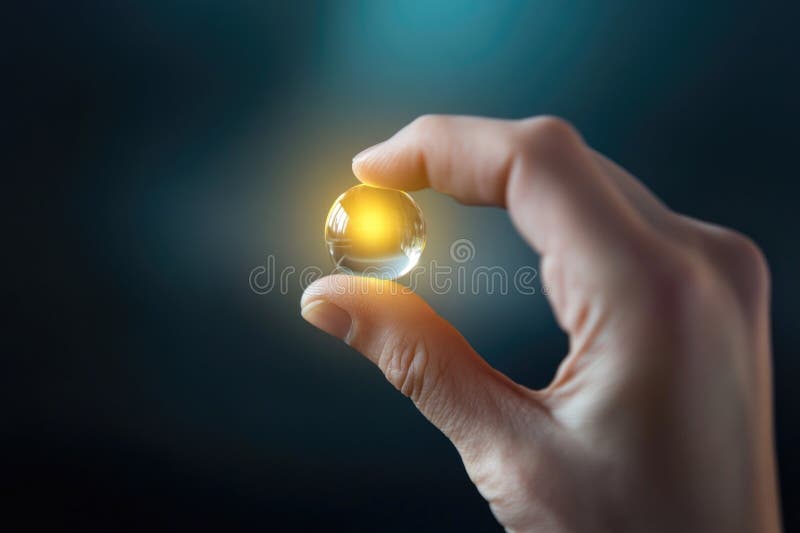 Hand Holding Glowing Transparent Sphere in Dim Light Stock Photo ...
