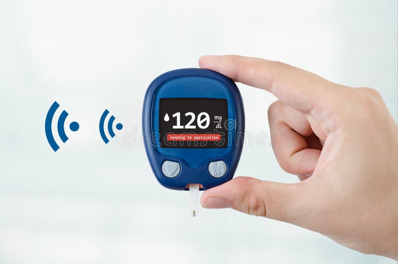 Hand Holding Glucometer with Wireless Module Stock Image - Image of ...