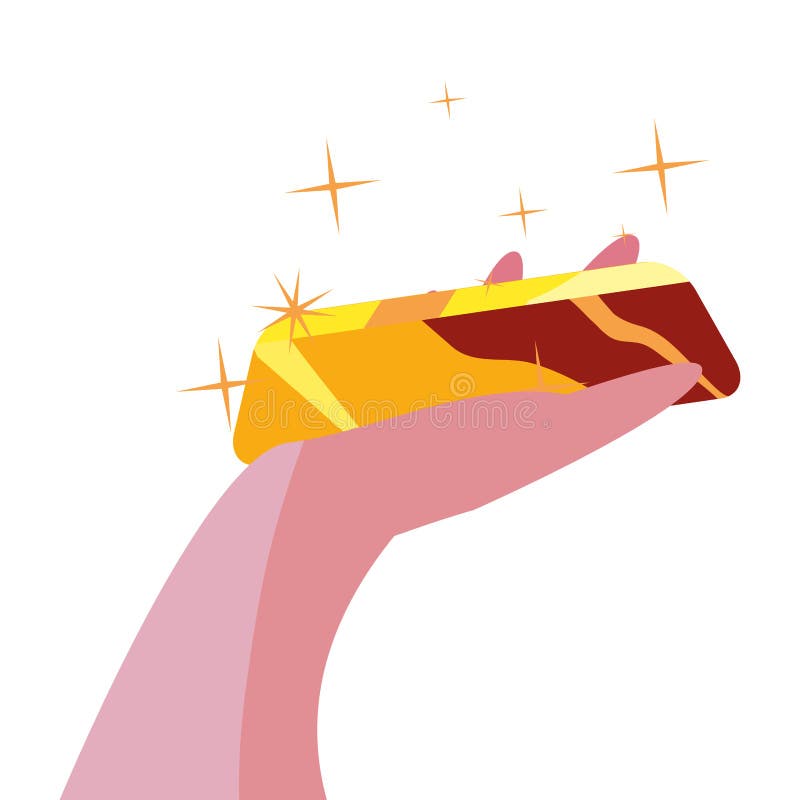 Hand with gold bar loupe stock vector. Illustration of unity - 142474690