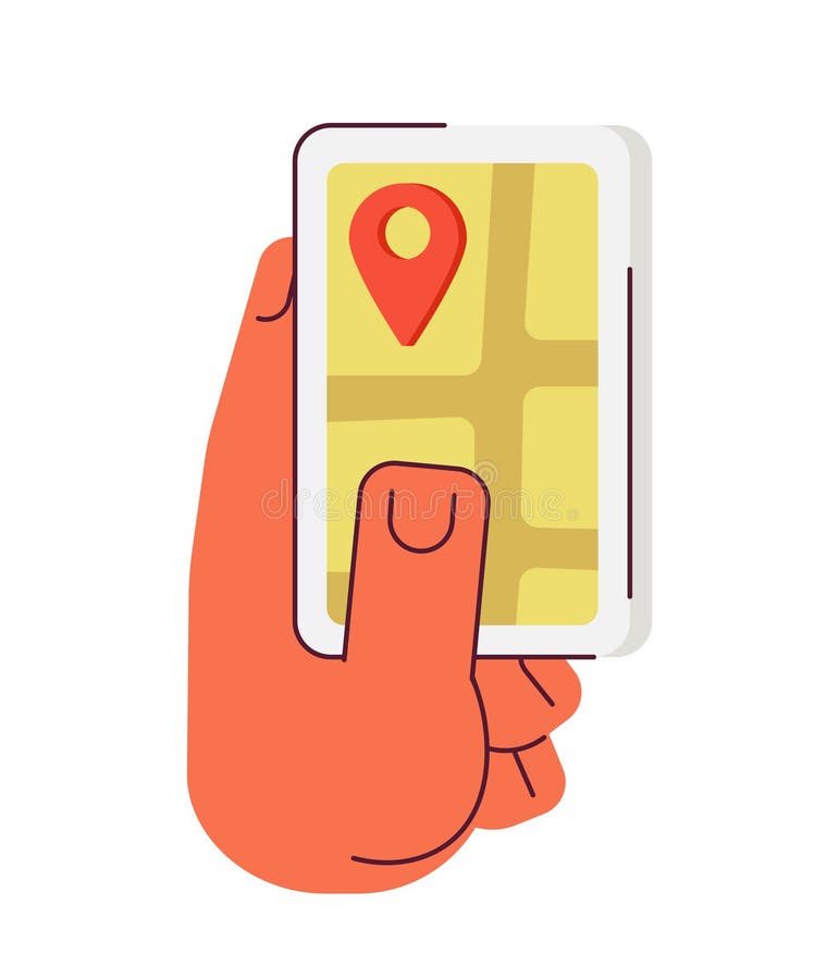 Hand Holding Gps Smartphone Semi Flat Colour Vector Object Stock Vector ...