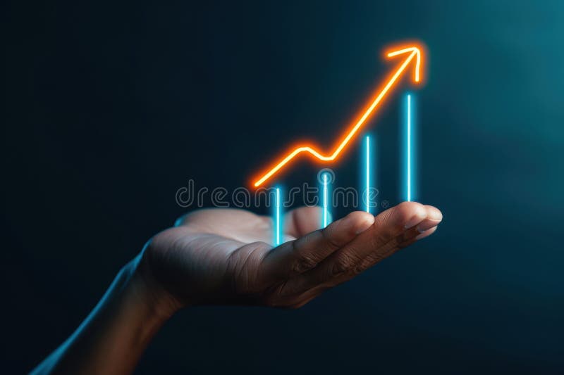 A Hand Holding a Hand with a Graph of a Line with an Arrow Pointing Up ...