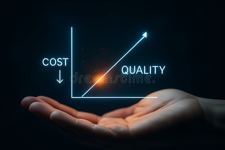 Hand Holding Graph Showing Decreasing Cost and Increasing Quality ...