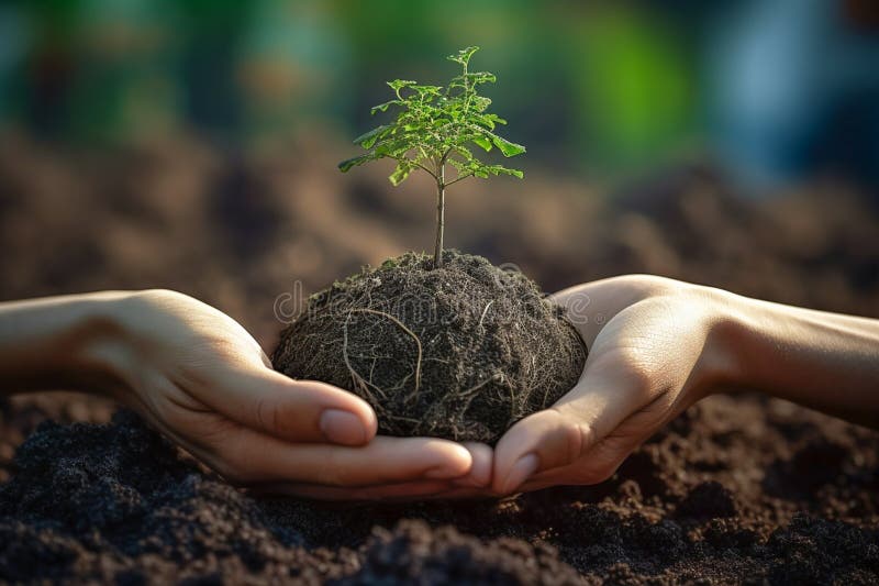Hand Holding Ground with Sprout, Concept of Saving the Earth. Forest Conservation and Tree ...