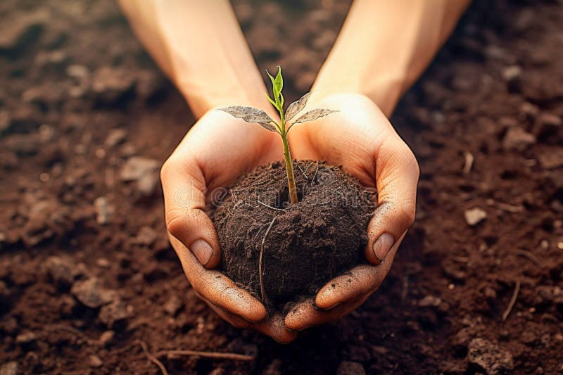 Hand Holding Ground with Sprout, Concept of Saving the Earth. Forest ...
