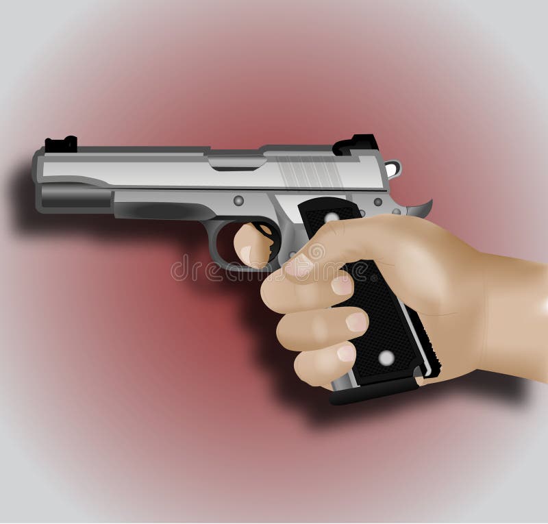Hand holding gun stock illustration. Illustration of firearm - 79163933
