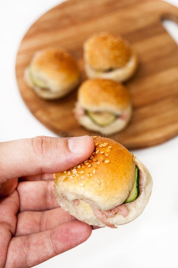 Hand Holding Hamburger Sandwiches Stock Photo - Image of hamburger ...