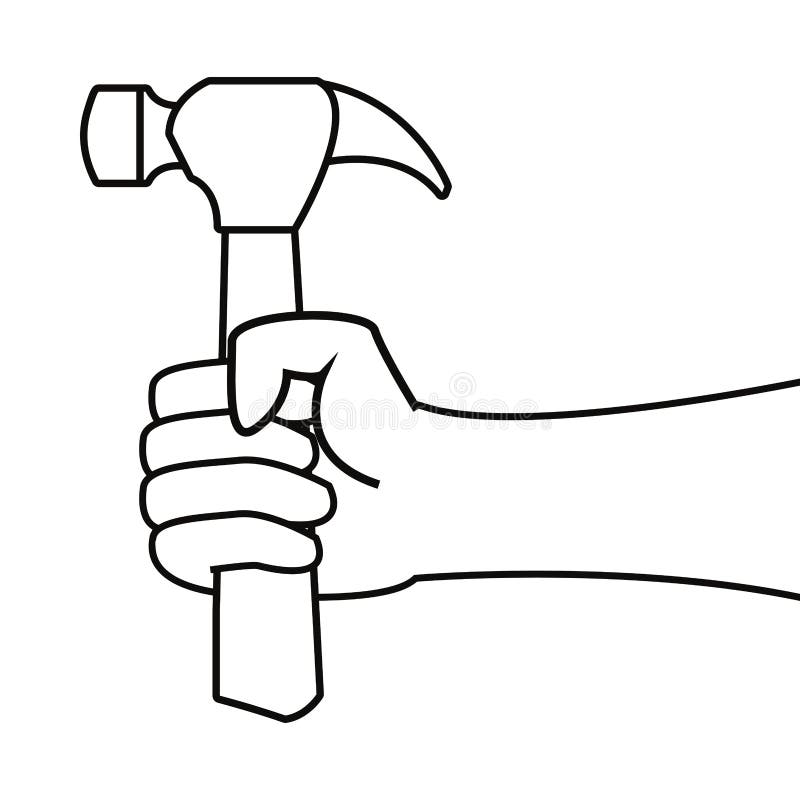 Hand holding hammer tool stock illustration. Illustration of ...