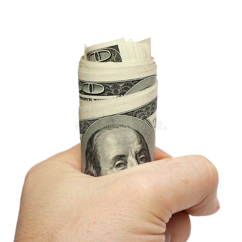Hand Holding a Handful of Dollars. Stock Image - Image of cash, paying ...