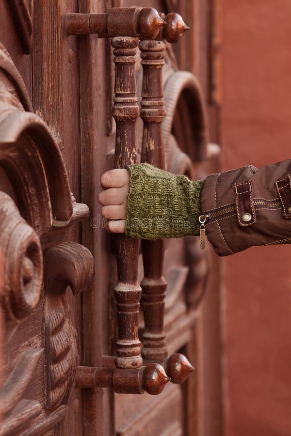 Hand Holding the Handle of an Old Door Stock Photo - Image of ancient ...