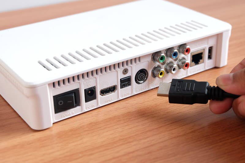 Hand Holding Hdmi Cable Connected To Android Box Player Stock Photo ...