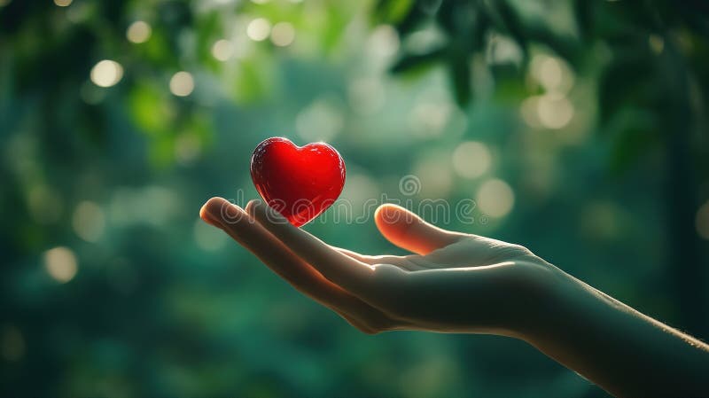Hand Holding a Heart Shape in Nature, Symbolizing Love and Care Stock ...