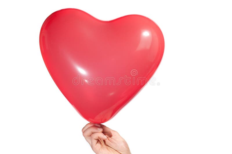 Hand Holding a Heart Shaped Balloon, Isolated Stock Image - Image of ...