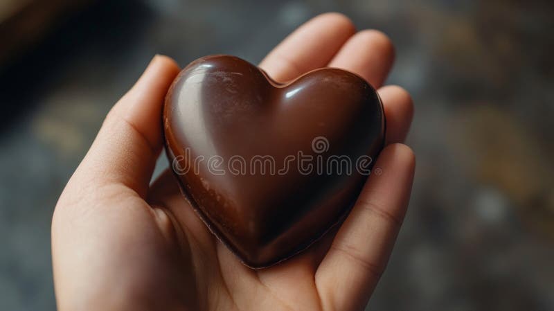 A Hand Holding a Heart-shaped Chocolate Stock Illustration ...