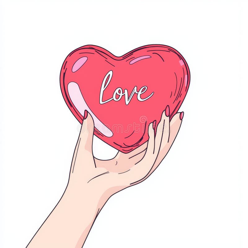 Hand Holding Heart. Support Concept. Modern Charity Illustration Stock ...