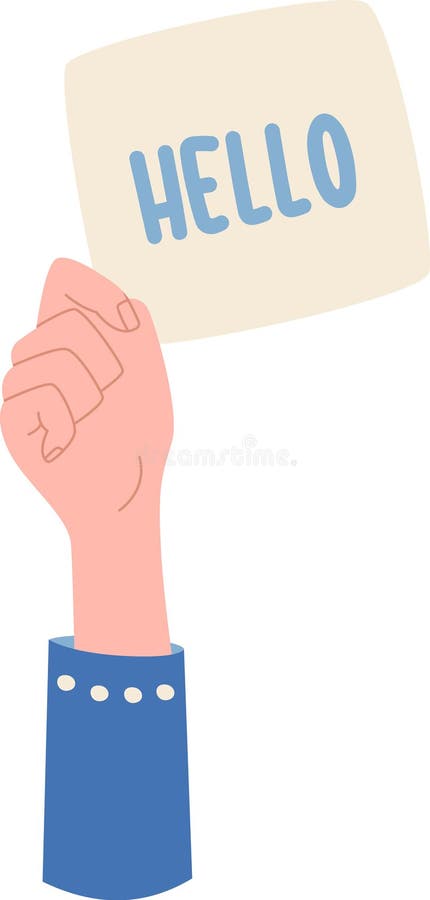 Hand Holding Hello Banner stock vector. Illustration of greeting ...